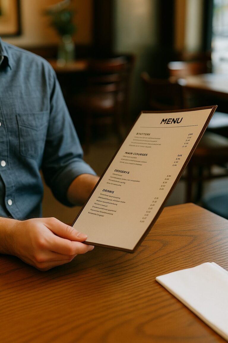 Carta de menú en un restaurante: influye en experiencia del cliente